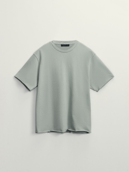 Футболка Мужской Zarina полынь Короткий, размер 54 Хлопок Однотонный прямой Повседневный ...