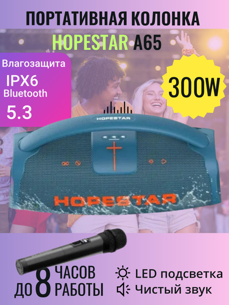 Портативная колонка с микрофоном HOPESTAR A65 300 Вт купить на OZON по ...