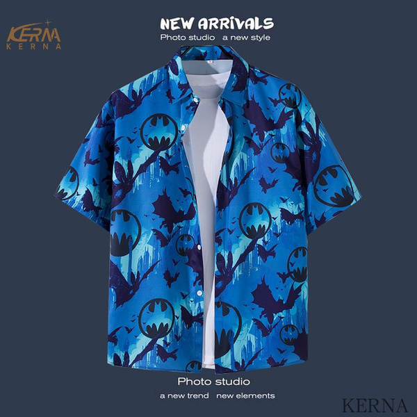 Рубашка Мужской KERNA зеленый меланж Короткий Полиэфирное волокно Цветочный, размер 56, 58 ...