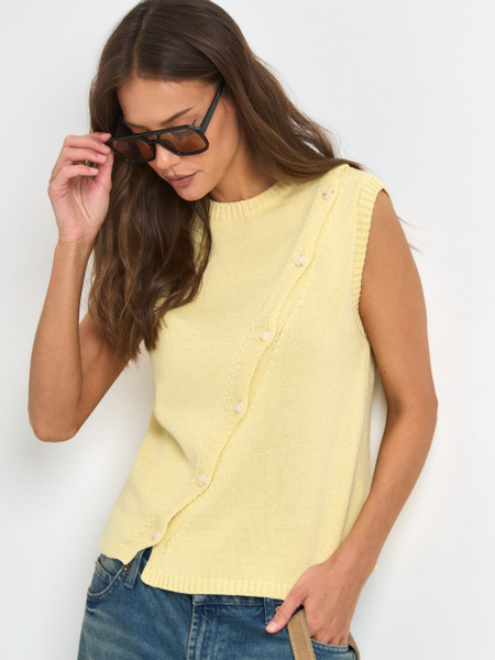 Топ Женский DAMtex лимонный, размер 40, 42 Хлопок, Акрил Без рукавов ...