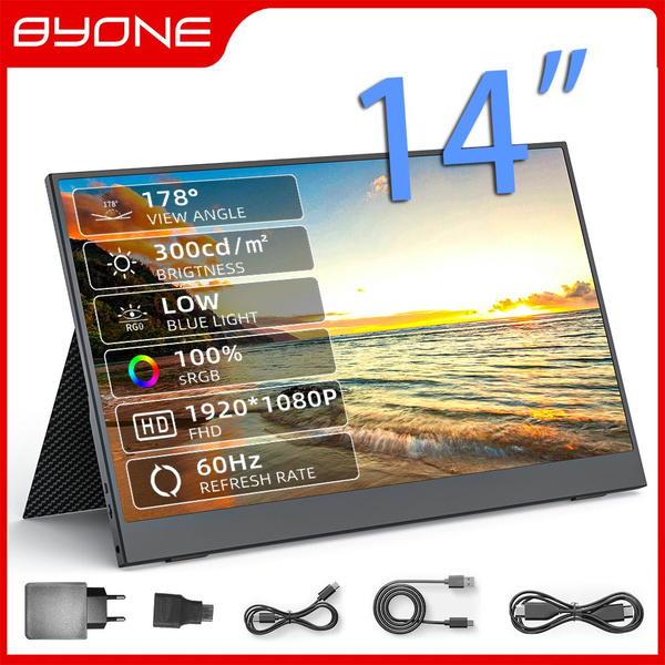 BYONE 14" Монитор 1K 60Hz высокой частотой обновления，Портативный ...