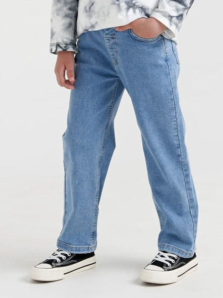 Джинсы Девочки, Мальчики BUNGLY голубой прямые Джинс, размер 116 прямой Кнопки Средняя, рост 110 ...