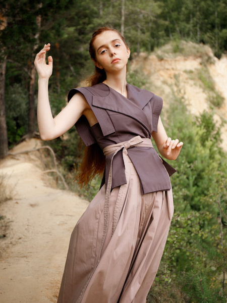 Жилет Женский Shood коричневый Хлопок, размер 50 Пояс Россия купить c ...