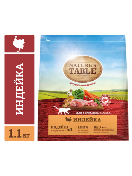 Сухой корм для кошек Nature’s Table индейка 1,1 кг купить на OZON по низкой цене (196662805)