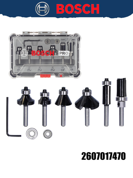 BOSCH 2607017467 Профессиональный набор прямых фрез 6 шт. 1/4 дюйма ...