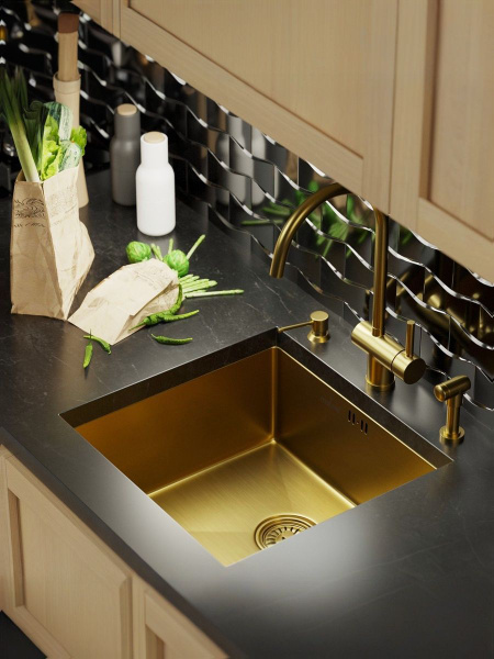 мойка для кухни врезная подстольного монтажа из нержавейки45х42 (3,0) вып 3 1/2 MIXLINE PRO 20см ...