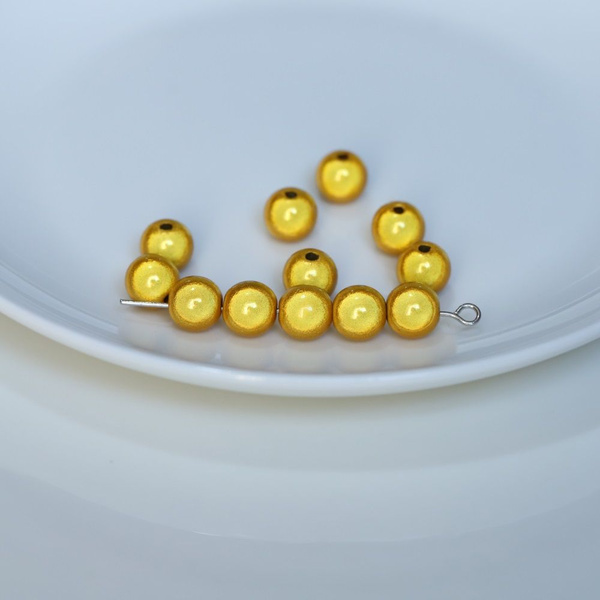 Бусины Жемчуг Акрил Глянцевый 12мм 10шт, Цвет золотой купить на OZON по ...