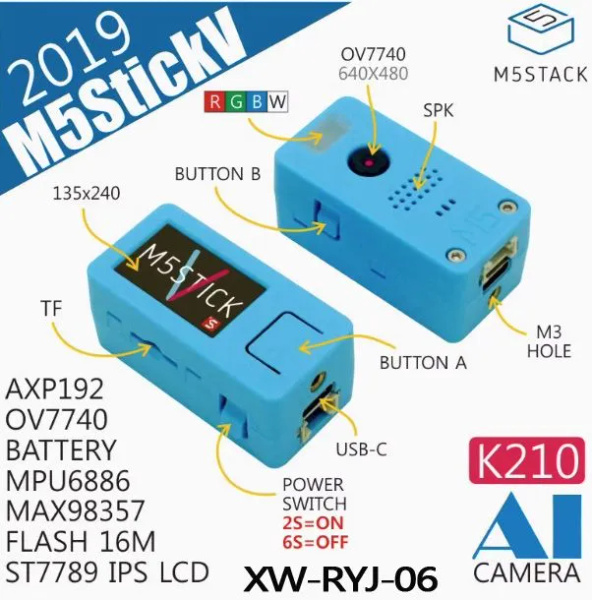 Плата для разработки камеры M5Stack StickV AI smart chip K210 MPU6886 купить на OZON по низкой ...