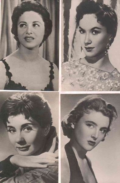 Антикварная открытка "Актрисы Зарубежного кино: Е. Руткаи, Л. Торрес, Ф. ХамамаН. Курсель". СССР ...