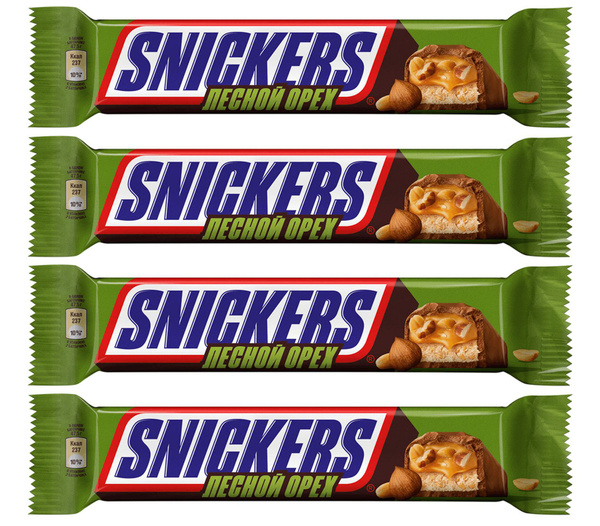 Шоколадный Батончик Snickers Шоколадный С Лесным Орехом, 4 шт по 81 г ...