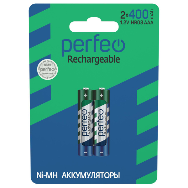 Perfeo Аккумуляторная батарейка AAA, 1,2 В, 400 мАч, 2 шт - купить с доставкой по выгодным ценам ...