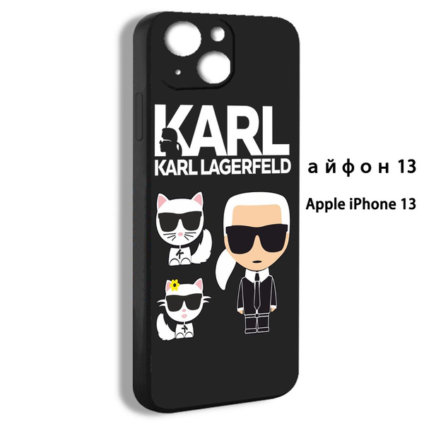 чехол для айфон iPhone 13 Карл Лагерфельд логотип черный Karl Lagerfeld ...