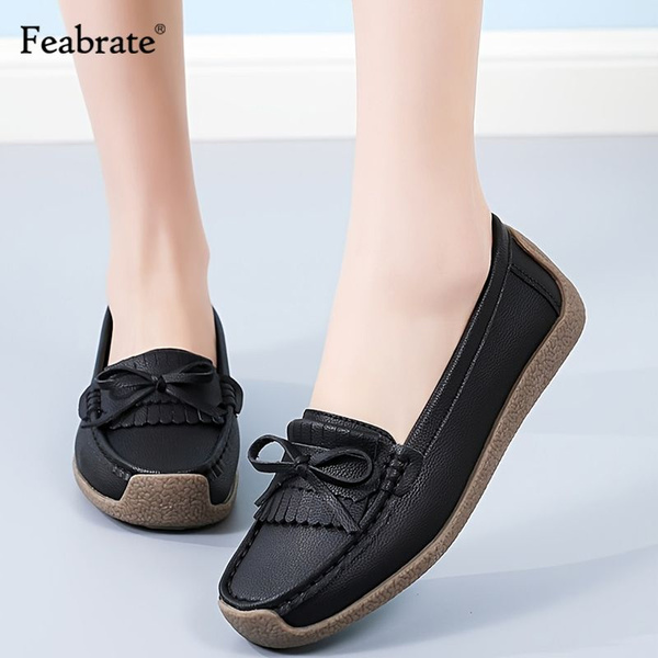 Мокасины Женский Feabrate черный, размер 36 Без застёжки Без каблука На любой сезон Круглый нос ...