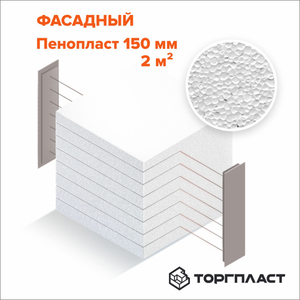 Фасадный пенопласт ППС16ф 150 мм для утепления фасада 2м2 утеплитель ...