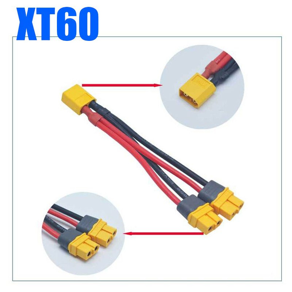 Переходник XT60 папа на 2 XT60 мама 16AWG 10см (XT60-M to 2-XT60-F) для параллельного ...