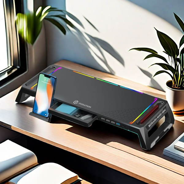 Подставка под монитор с USB хаб EVOLUTION MS200 RGB-HY-032809-002A - купить с доставкой по ...