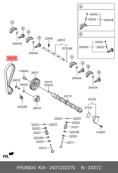 Приводной ремень двс l 100см Hyundai-KIA 24312-02270 - Hyundai-KIA арт ...