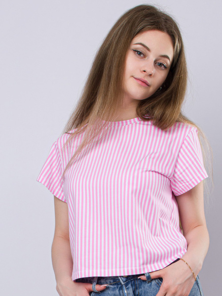 Футболка BITSUN, размер 44, цвет бело-розовый, 95% хлопок, 5% эластан - купить по выгодной цене ...