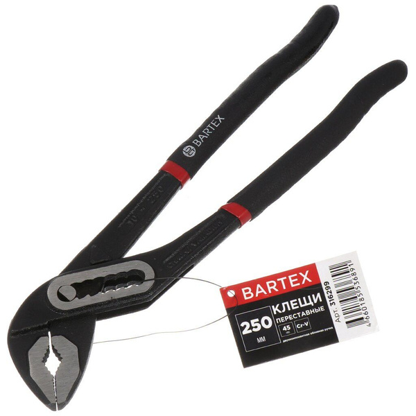 Клещи переставные, Bartex, 250 мм, рукоятка двухкомпонентная обливная, полированные купить на ...