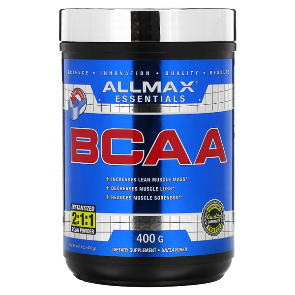 ALLMAX, BCAA, растворимый порошок 2: 1: 1, без добавок, 400 г (14,11 ...