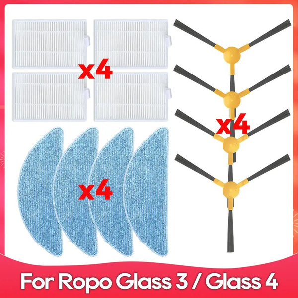 Совместимо с Ropo Glass 3 / Ropo Glass 4 боковой щеткой, гепа-фильтром и тряпками для моющих ...