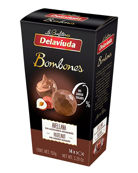 Шоколадные конфеты Delaviuda Bombones с фундуком БЕЗ САХАРА , 150г ...