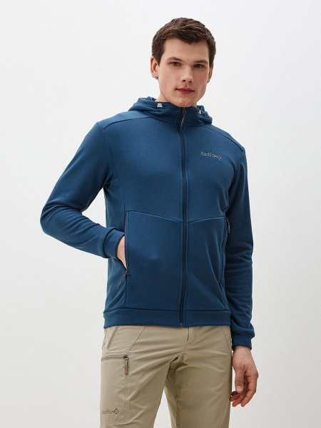 Худи Мужской RedFox Капюшон, Карманы синий, темно-синий Молния Поларфлис, Polar Fleece, размер ...