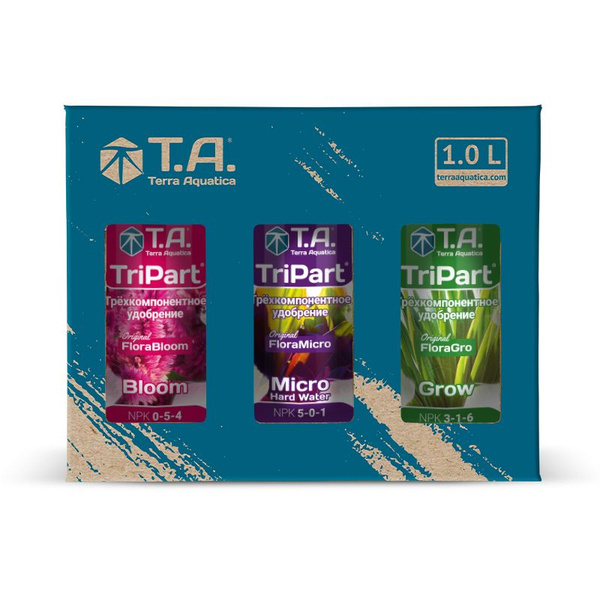 Набор минеральных удобрений для жёсткой воды Terra Aquatica TriPart Set HW 1л (GHE Flora Series ...