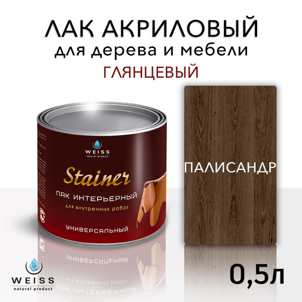 Лак для дерева акриловый 035 палисандр, глянцевый, Weiss natural ...