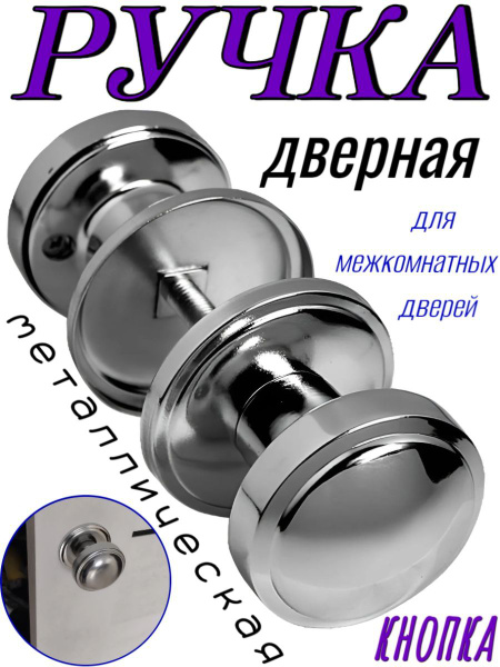 Ручка-кнопка дверная металлическая, d55мм, серебро купить на OZON по ...
