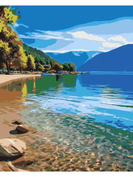 Картина по номерам На берегу озера на деревянном подрамнике 40х50 см ...