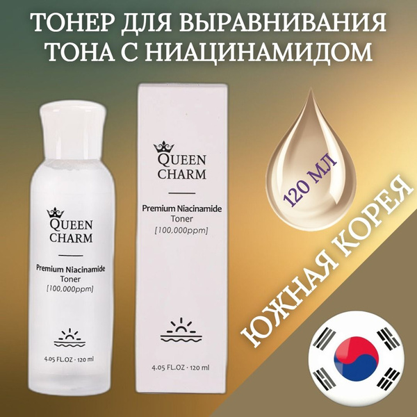 Тонер для выравнивания тона с ниацинамидом 10%, 120 мл Корея, QUEEN ...
