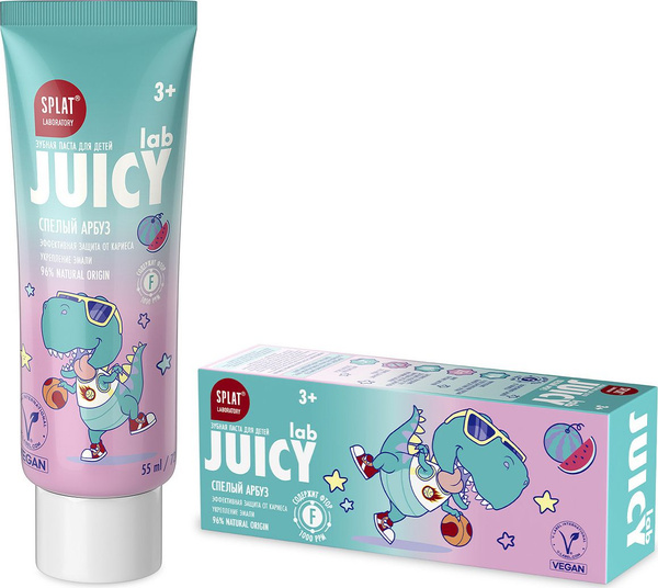 Зубная паста детская Splat / Сплат Juicy Lab с фтором со вкусом арбуза ...