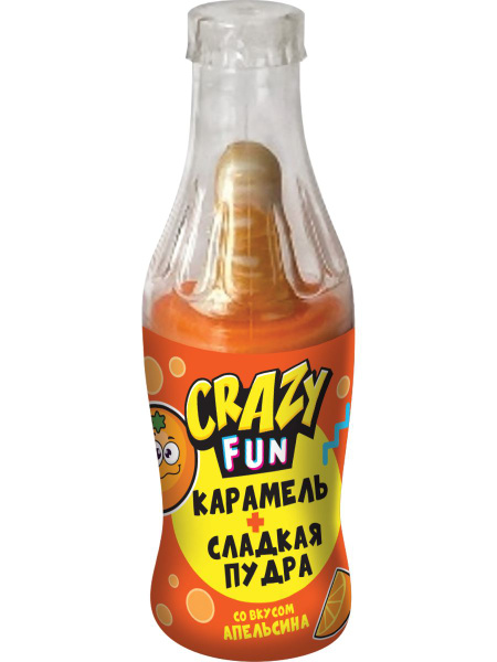 CRAZY FUN Карамель соска в виде бутылочки с пудрой , 30 шт по 4г ...