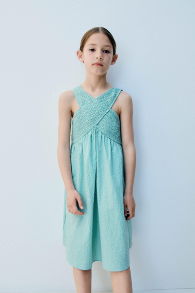 ZARA ПЛАТЬЕ ИЗ РЕЛЬЕФНОЙ ТКАНИ, Девочки, На любой сезон, размер 134, материал Хлопок — купить в ...