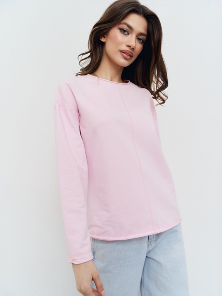 Лонгслив Женский Avese розовый Длинный, размер 58 Хлопок, Футер двухнитка Туризм, Треккинг ...