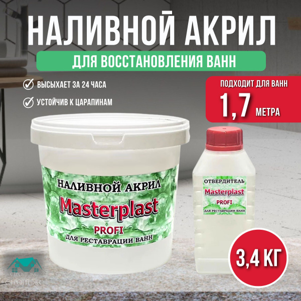 Жидкий акрил для ванн СТРОЙТЭКС Masterplast Гладкая, Акриловая ...