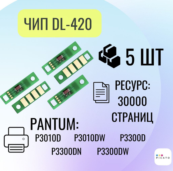Комплект Чип для фотобарабана DL-420 DRUM для Pantum P3010, P3300D 30K ...