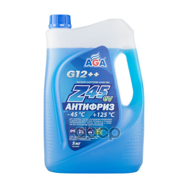 Антифриз AGA Aga Z45 G12++ Готовый -45C Синий 5 Кг Aga306z (Допуск Для ...