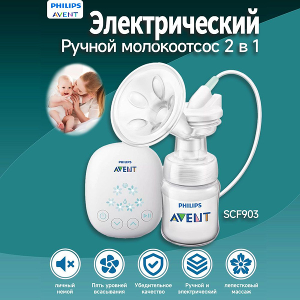 Philips Avent SCF903/01 Портативный ручной и электрический молокоотсос ...