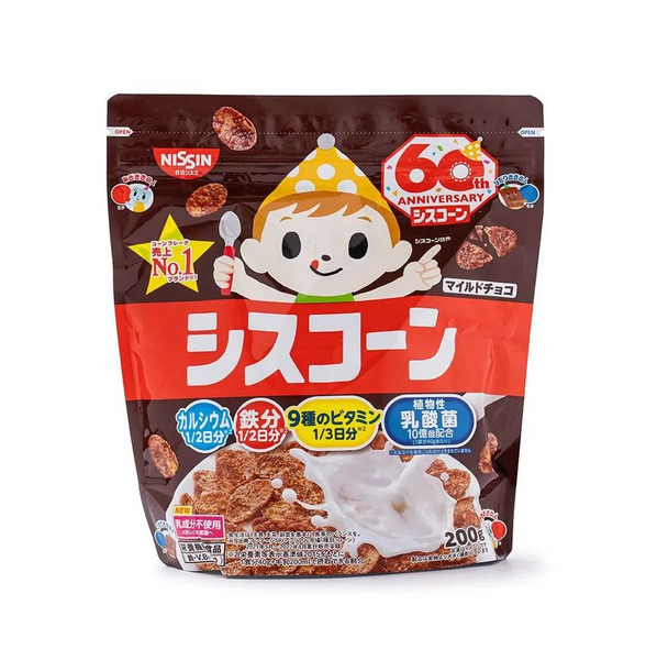 Хлопья кукурузные Nissin Cisco мягкий шоколад (не содержит ГМО) с витаминами D E В1 В2 В6 В12 ...