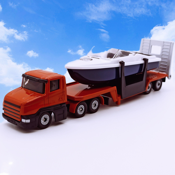 Машинка Siku 1613 - Грузовик с тралом и катером - 1/55 - металлическая игрушка, SIKU1613 купить ...