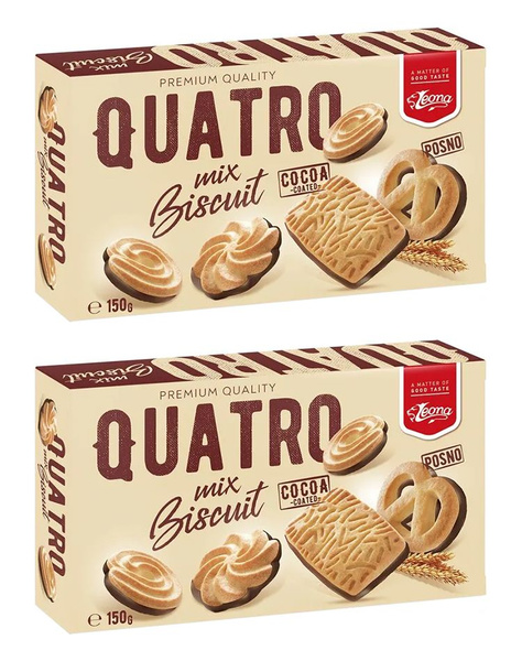 Печенье Leona Quatro mix Biscuit с шоколадом, 2 уп по 150 гр - купить с ...