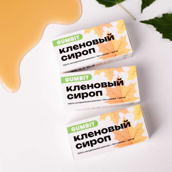 Натуральная жевательная резинка GUMBIT со вкусом Кленовый сироп, 3 ...