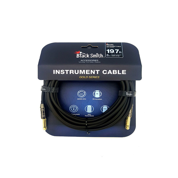 Кабель 6.3 мм Blacksmith Instrument Cable Gold Series 19.7ft GSIC-STS6 ...