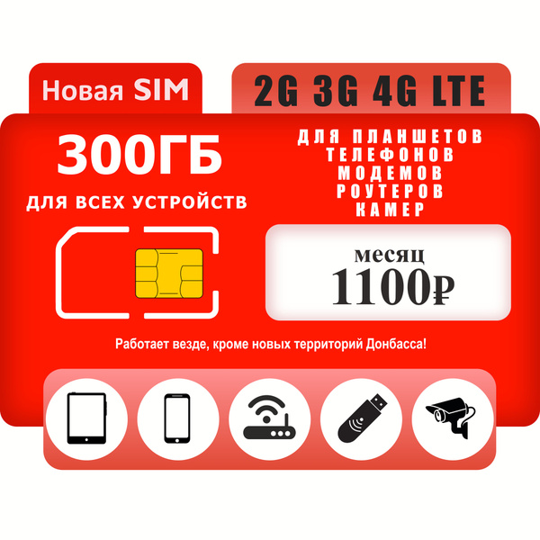 SIM-карта Симкарта безлимит 300 гБ (Москва и Подмосковье) - купить с ...