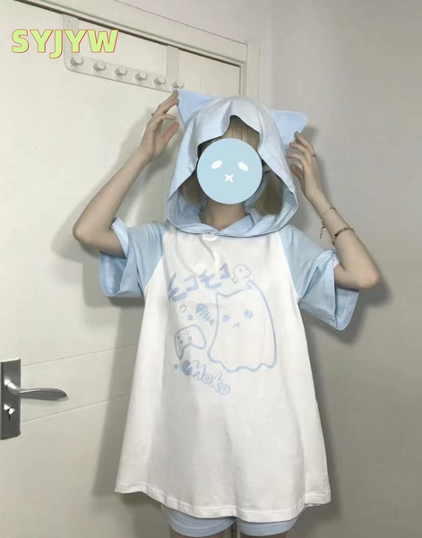 Футболка Женский SYJYW белый, синий Короткий, размер 42 Полиэфирное волокно Буквы и цифры ...