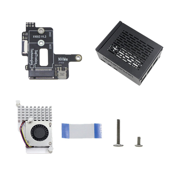 Для Raspberry Pi 5 PCIe to M2 NVMe HAT+Radiator+Case Adapter Board ...