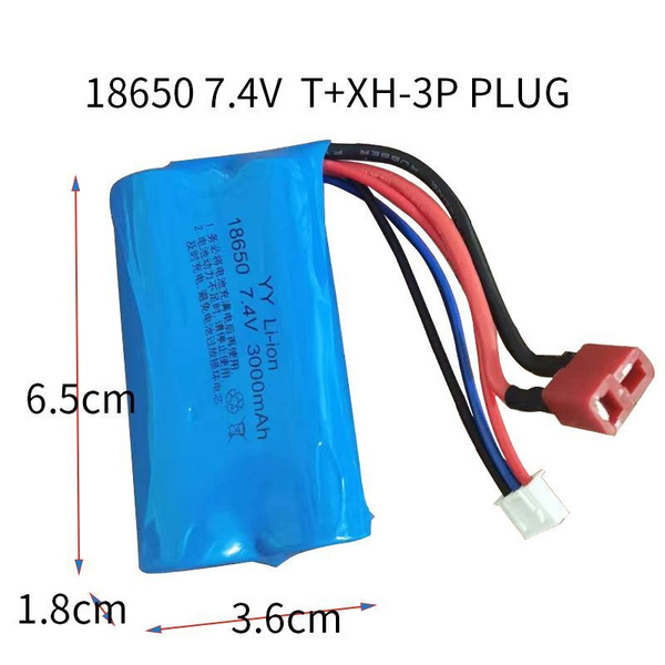 1 шт. Аккумулятор Li-Ion 7.4V 18650, 3000mAh разъем XH-3P/T-plug ...