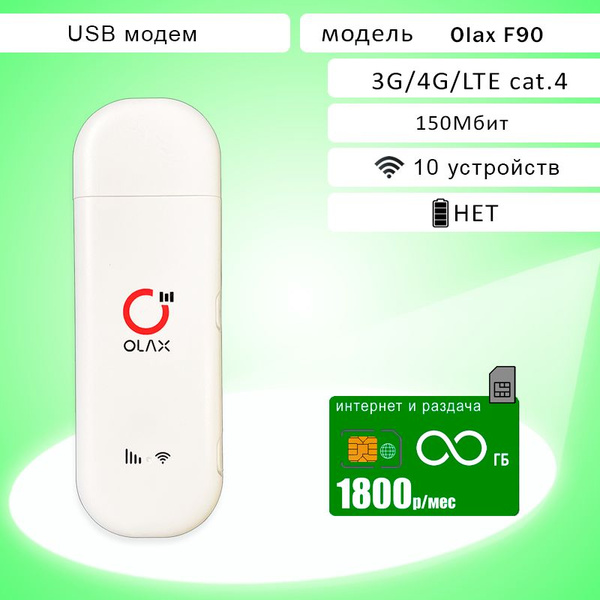 USB Модем wi-fi F90 сим карта с безлимитным интернетом за 1800р/мес ...